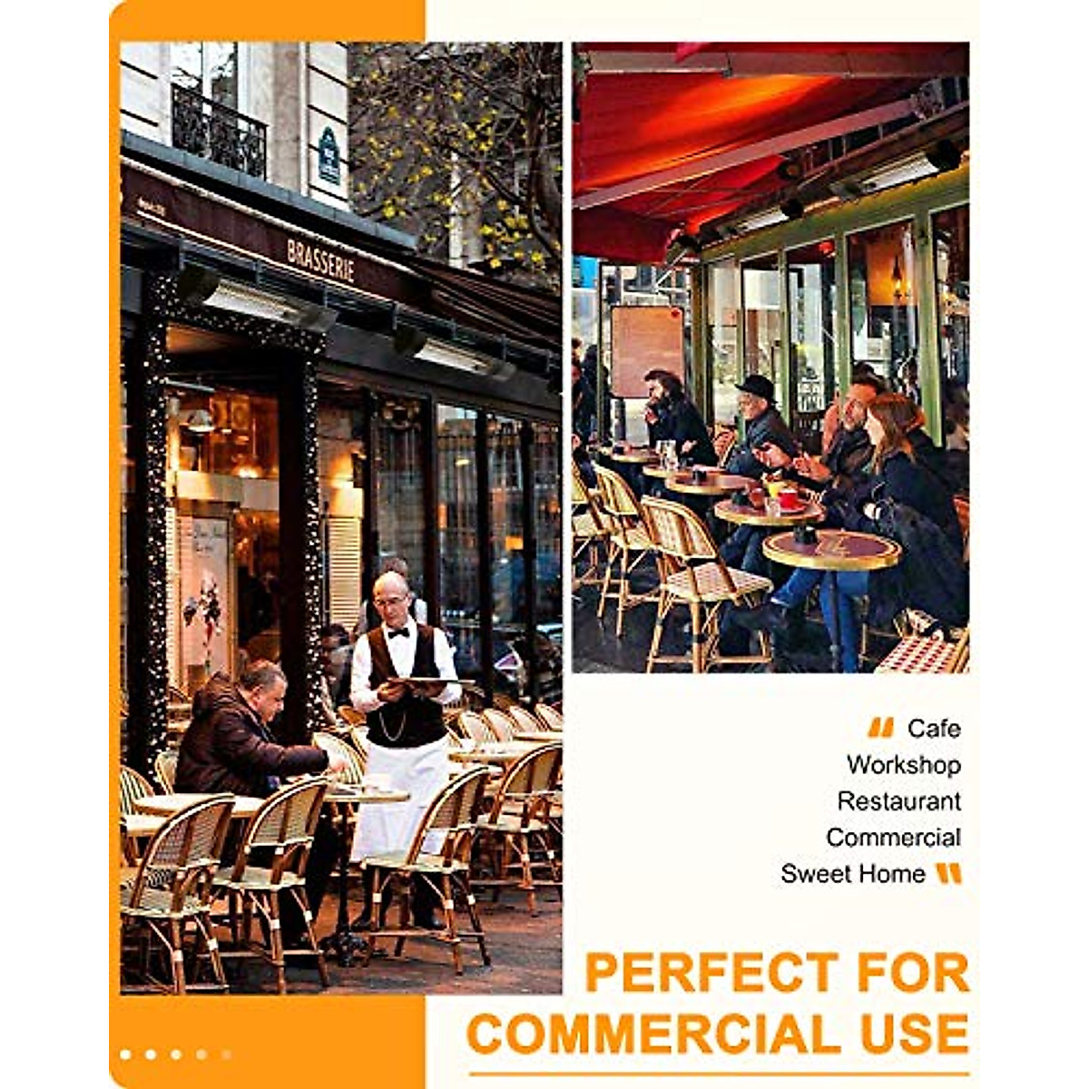 Star Patio Electric Patio Heater, Outdoor Wall Mounted Heater, Infrared Heater with Remote, Instant Heating1500W, IP55 Waterproof Outdoor Heaters, Without Bright Light, STP2580-RM-S