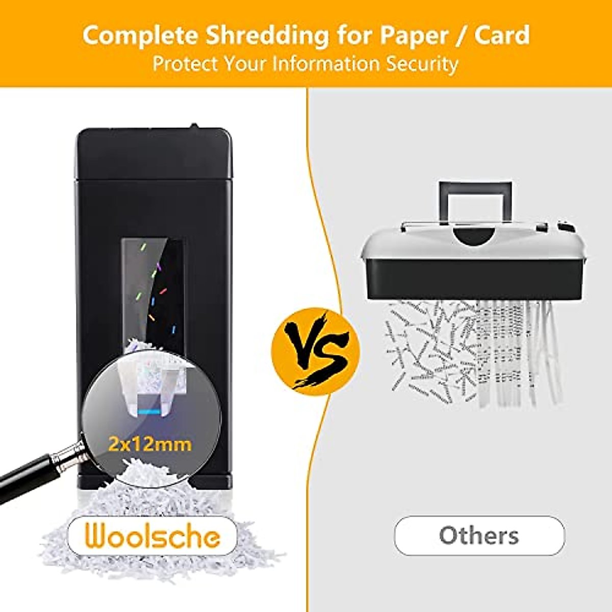 Paper Shredder, 6-Sheet Micro Cut with 2.9 Gallons Bin, P-6 High Security Level, 5 Munites Non-Stop Working Time, Compact Design Pull Out Basket with Jam Proof System for Home Office Use
