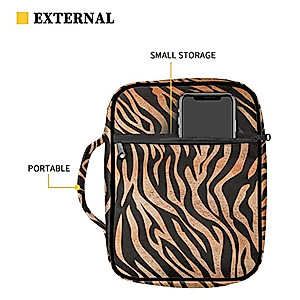 Hinthetall Zebra Print Bible Bag Carrying Case with Bookmark for Bible Studying Protective Bible Bag Polyester Bible Cover with Pockets and Zipper Church Bag Great Gift for Christian 1 Set