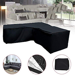 J&C Patio Furniture Sectional Couch Covers,Premium Outdoor Waterproof V Shape Garden Sofa Cover Weather Protection Patio Sofa Cover, Outdoor Sectional Furniture Cover (84x84in)