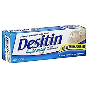 DESITIN Rapid Relief Zinc Oxide Diaper Rash Cream 4 oz ( Pack of 6)