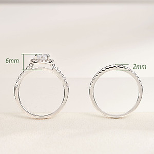 Wuziwen 3Ct Pear Cut Wedding Band Bridal Ring Set for Women Halo CZ 925 Sterling Silver Size 7