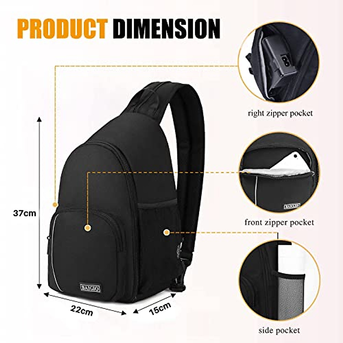 BAIGIO Camera Sling Bag Small Camera Backpack for Photographers,Water-resistant Camera Crossbody Bag Travel Caemra Backpack for DSLR SLR Mirrorless Camera