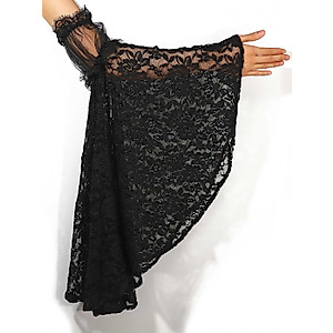 GORAIS Gothic Lace Detachable Sleeves Black Halloween Cosplay Costumes Accessories Sheer Arm Sleeves for Women