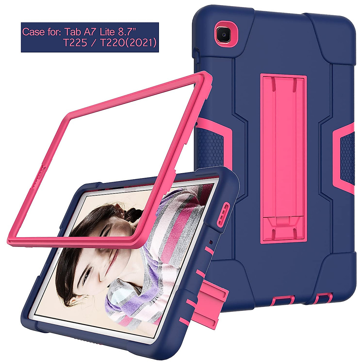 Meifei Case for Samsung Galaxy Tab A7 Lite 8.7" 2021, Heavy Duty Hard PC Soft Silicone Shockproof Rugged High Impact Protective Kickstand Case for Galaxy Tab A7 Lite 8.7 inch (SM-T220 SM-T225)