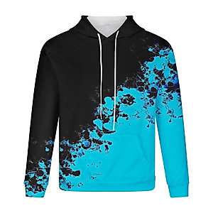 Muscularfit fall sweatshirt Graphic Sweatshirts for Men Hoodie Casual Long Sleeve Drawstring Color Block Pullover Hooded Fall Fashion Clothes mens sweatshirt zipper hoodie Blue XL