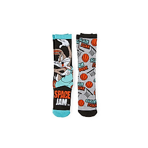 Hypnotic Socks Space Jam Unisex Athletic Crew Socks | 2 Pairs | Size 6-12,Orange