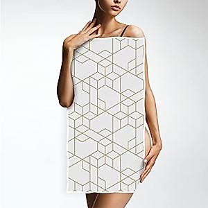 JUAMA Moroccan Geometric Linear White Gold Hand Towel Lightweight Fingertip Towel Absorbent Hand Towel for Bathroom Gym Yoga Sport Multi-Purpose Towel 30x15 in