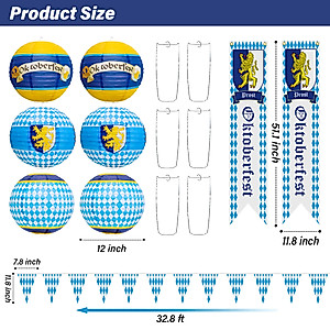 Oktoberfest Party Decor, 8Pcs Octoberfest Decorations Kit Bavarian Pennant Flags Sign Banner Paper Lanterns, Octoberfest Themed Party Supplies Home Yard Favor Decor Set for German Beer Festival Party