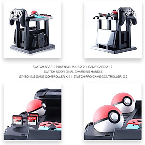 ANNMETER Switch Game Station Organizer with Controller Charger, Charging Dock for Switch, Joycons, Pokeballs, Pro Controller, Accessories Kit Storage