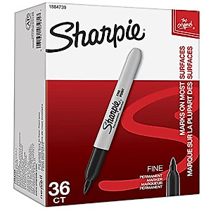 Sharpie Permanent Markers, Fine Point, Black, 36 Count