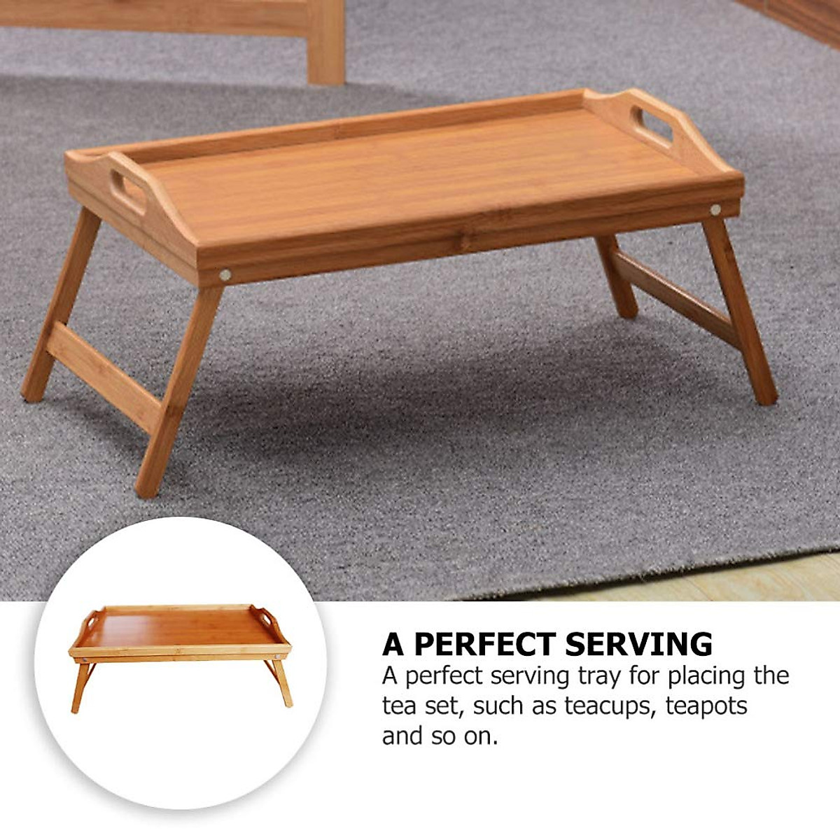 Garneck 1pc Folding Tray Bamboo Serving Tray Tea Set Tray Durable Bamboo Tray Home Decor Tray Decorative Tray Easy to Clean Tray Dinner Plate Tea Tray Coaster Platter Coffee Table