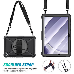 ZtotopCases for Samsung Galaxy Tab A8 10.5 Inch 2022, Full Body Cover with 360 Rotating Hand Strap & Shoulder Strap Heavy Duty Shockproof Case for Samsung A8 Tablet SM-X200 /SM-X205 /SM-X207, Black