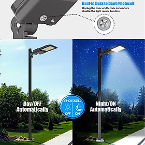 SEURON 4Pack 300W LED Parking Lot Lights with Adjustable Arm Mount, 39000LM Dusk to Dawn Photocell 5000K LED Outdoor Commercial Area Lighting, 100-277V IP65 Shoebox Light for Yard Roadway, ETL Listed