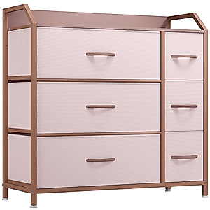 YITAHOME Dresser with 6 Drawers - Fabric Storage Tower, Organizer Unit for Bedroom, Living Room, Hallway, Closets (Rose Gold)