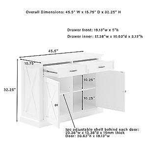 Crosley Furniture Clifton Sideboard, Distressed White
