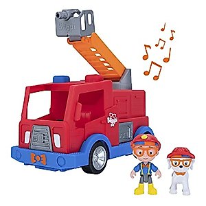 Blippi Fire Truck - Fun Vehicles with Freewheeling Features Including 3 Firefighter and Fire Dog, Sounds and Phrases - Educational Vehicles for Toddlers and Young Kids