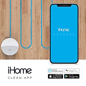 iHome AutoVac 2-in-1 Robot Vacuum + Mopping Enabled with Mapping HomeMap Navigation, 2000pa Suction Power, HyperDrive Technology for Pet Hair, Alexa/Google and App Control (Eclipse White)