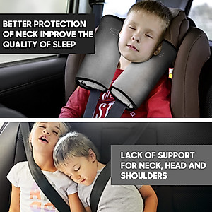 Seatbelt Covers for Kids, MIAOKE 2 Pack for All Car Seat Strap Cover Pads Soft,Comfortable, Safety Belt Strap Shoulder Neck Pad Suitable Adults and Children,Seat Belt Pillow for Kids/Grey