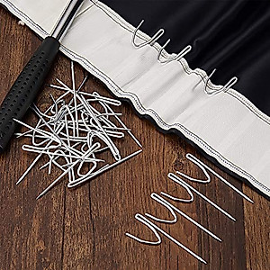 Metal Curtain Hooks Long Drapery Hook Pins 7cm by 1.8cm Stainless Steel Pin on Hooks with Clear Box for Window Curtain, Door Curtain and Shower Curtain, Silver (50 Pieces)