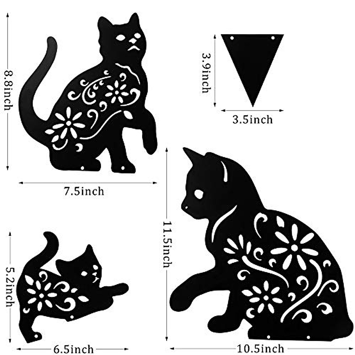 3 Pieces Black Cat Decorative Garden Stakes Metal Cute Cat Garden Decorative Silhouette Animal Outdoor Statues for Cat Lovers Yard Garden Lawn Decorations