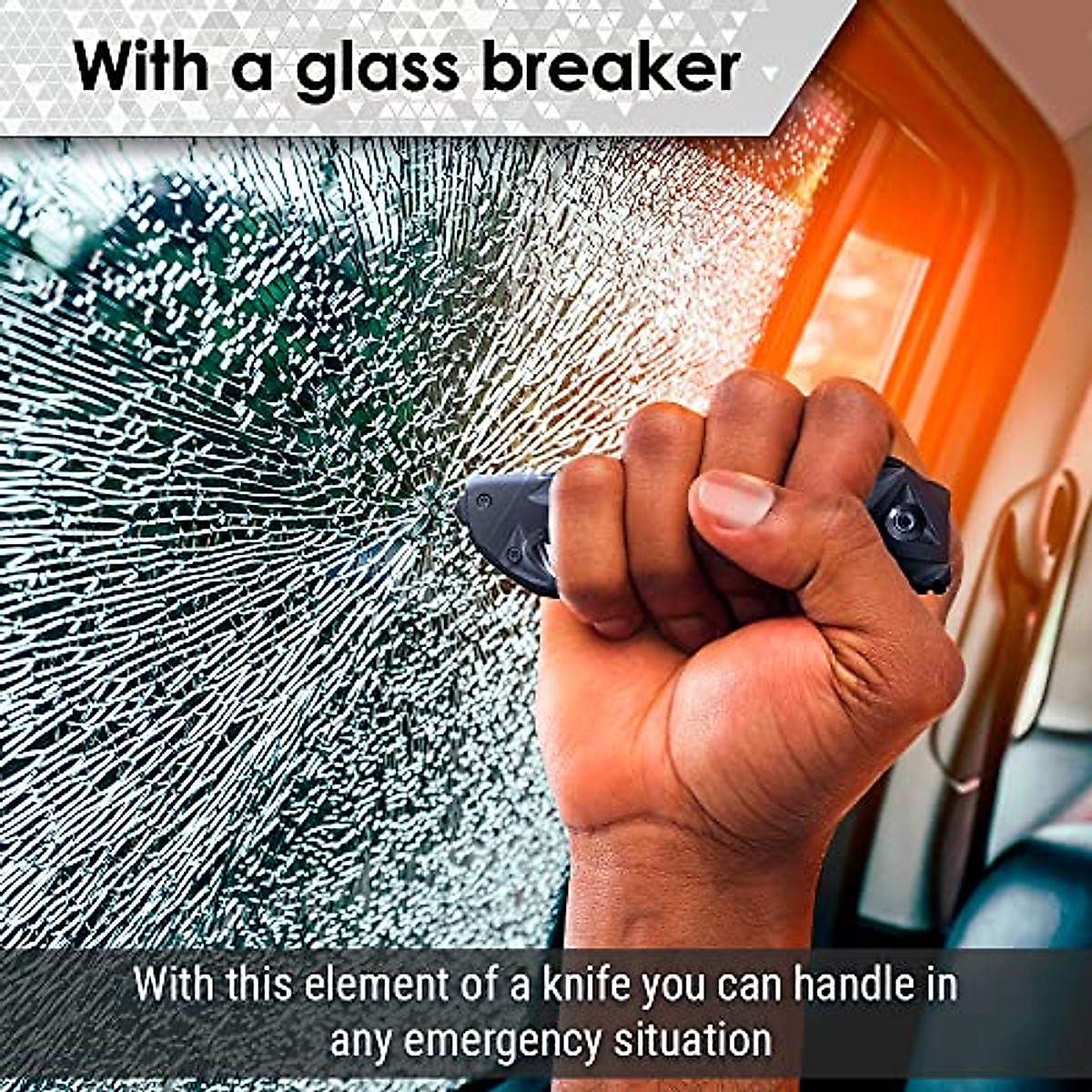 Black Pocket Knife - Serrated Sharp 3,5" Blade Folding Knives - Spring Assisted EDC Tactical Hunting Camping Knofe with Wire Cutter Glass Breaker and Pocket Clip for Men Women - Best Gift Idea HB 207