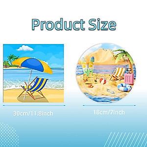 40PCS Beach Theme Party Supplies Beach Theme Pool Birthday Party Supplies Summer Dinnerware tableware Include Paper Plates Napkins For Kid Summer Holidays Party Hawaiian Luau Party
