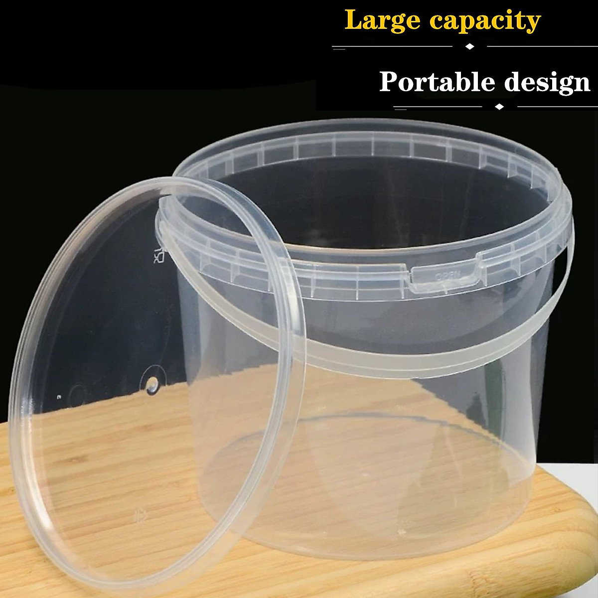 SHPii 68 oz Ice Cream Tub with Lid, Tamper Proof, BPA Free, Freezer and Microwave Safe Food Storage Container, Reusable Airtight Container, Leak Proof Tub for Snacks Deli Fruits, Drinks.(10 pack)