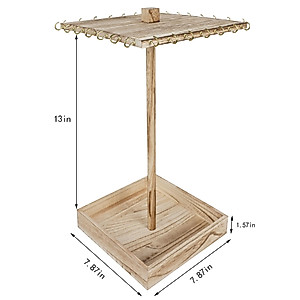 UCUDI Wooden Rotating Necklace Holder Jewelry Organizer Display Stand for Selling, Jewelry Display Tower for Necklace & Bracelet for Shows wit with 28 Hooks