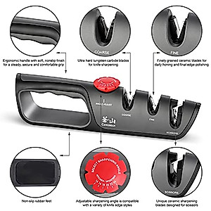 Cangshan 1026108 3-Stage Adjustable 14-24 Degree Professional Knife + Scissor Sharpener