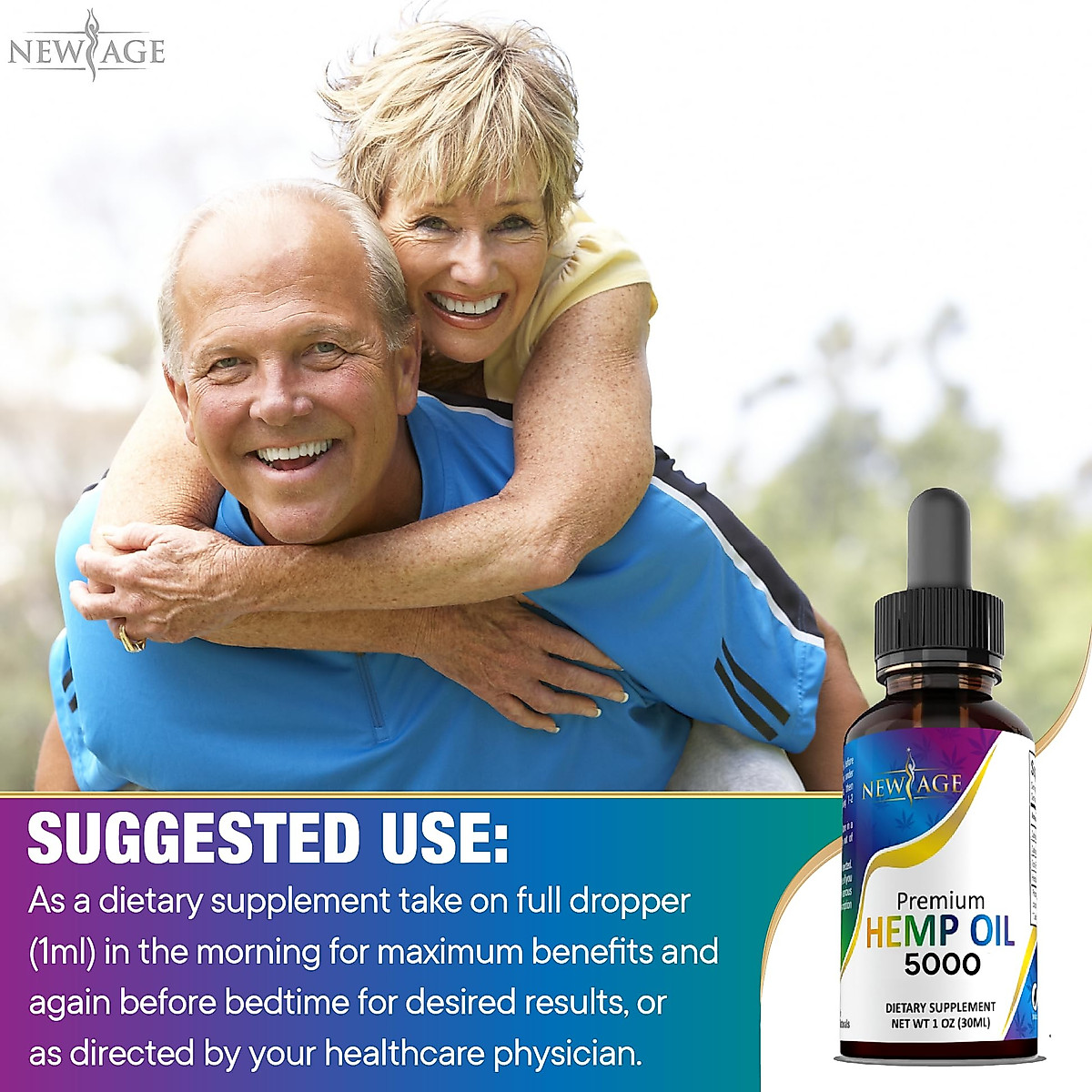 NEW AGE Hemp Oil - All Natural Grown and Made in The USA! (5000 (Pack of 2))