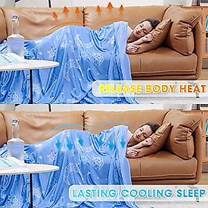 WKBEC Cooling Throw Blanket (60"x80" Twin Size) for Hot Sleepers, Arc-Chill Q-Max >0.5 Cool Fiber,100% Oeko-Tex Certified Lightweight Summer Cool Blanket for Travel/Outdoor Ultra Cold Breathable, Blue