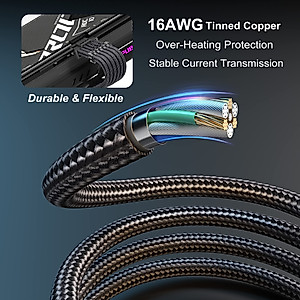 Agtray PCI-e 5.0 Extension Cable, RTX 4090 4080 16Pin(12+4) Male to 4x8Pin Female 12VHPWR Cable PCIE GPU Power Sleeved Extender Cord Compatible with GeForce RTX 4090/4080/3090Ti (14inch, Black)