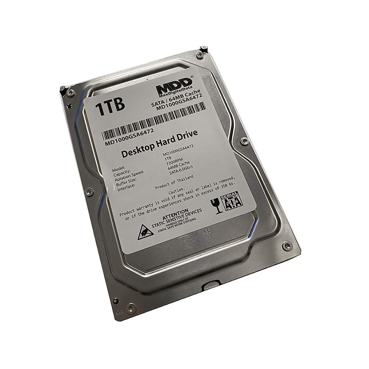 MaxDigitalData MDD (MD1000GSA6472) 1TB 64MB Cache 7200RPM SATA 6.0Gb/s 3.5in Internal Desktop Hard Drive