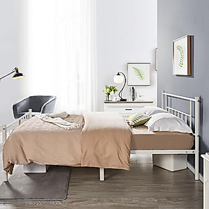 Yaheetech 13 inch Twin Size Metal Bed Frame with Headboard and Footboard Platform Bed Frame with Storage No Box Spring Needed Mattress Foundation Black