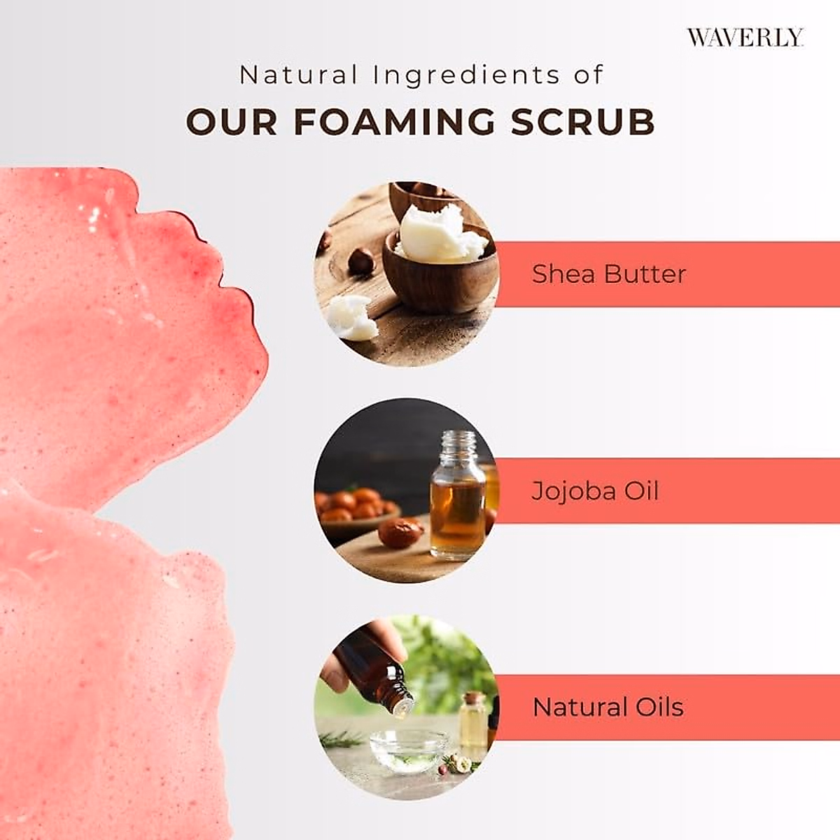 Waverly Strawberry - Shea Butter Foaming Body Scrub - Luxurious Lather Deep Cleans and Nourishes Skin with Natural Oils