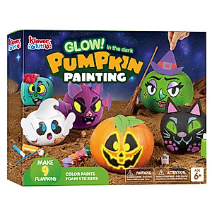 Klever Kits Halloween Pumpkin Painting Kit, Party Favor for Kids, Halloween Arts Crafts Party Supplies, Glowing in The Dark Pumpkin Decorating Kit, DIY Coloring Set for Classroom Activities Games