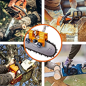 Chainsaw Sharpening Jig, Chain Saw Sharpener Tool with 3Pcs Tungsten Carbide Chainsaw Sharpener Bits, Hand-Crank Fast Chainsaw Chain Sharpening Jig Kit for 4"-22" Chain Saws, Lumberjack, Garden Worker