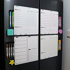 Magnetic Chore Chart for Kids Multiple Kids 3 Responsibility Charts & 1 Menu Board, Chore Chart for Teenagers Behavior Chart for Kids at Home, Dry Erase Chore Chart for Fridge Homeschool Supplies