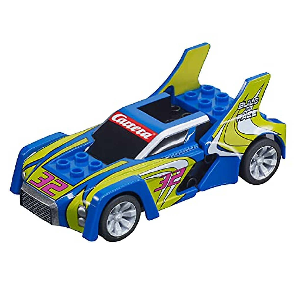 Carrera GO!!! Build 'N Race 62529 Racing Set 3.6 Electric Powered Slot Car Racing Kids Toy Blocks Race Track Set Includes 2 Hand Controllers and 2 Cars in 1:43 Scale