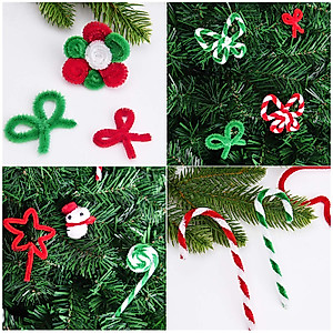 Livder 400 Pieces Christmas Pipe Cleaners Chenille Stems for DIY Art Crafts Decorations Supplies, Red Green White
