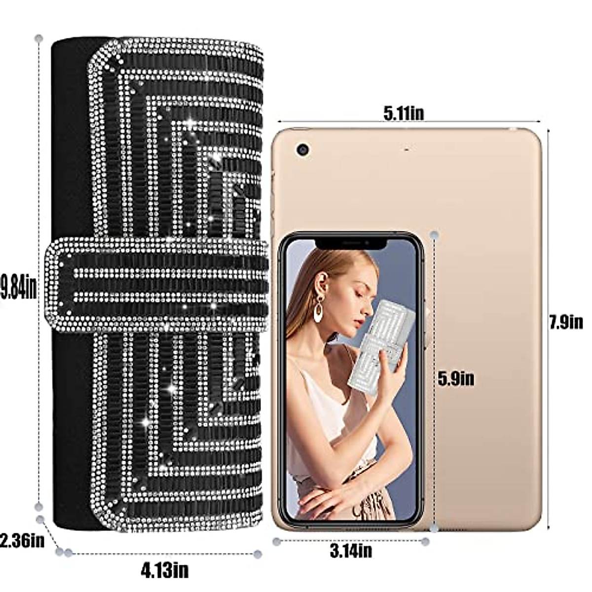 ELDA Clutch Purses for Women Evening Bags Sparkling Formal Party Rhinestone Purse Wedding Cocktail Prom Clutches