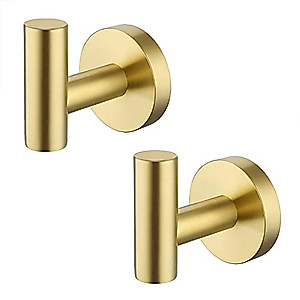KES Bath Towel Hook Robe Hook for Bathroom Kitchen Wall Mount SUS 304 Stainless Steel Brushed Gold 2 Pack, A2164-BZ-P2