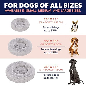 Active Pets Plush Calming Donut Dog Bed - Anti Anxiety Bed for Dogs, Soft Fuzzy Comfort - for Small Dogs and Cats, Fits up to 25lbs, 23" x 23" (Small, Dark Grey)