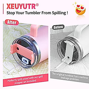 4 Pack Silicone Spill Stopper Set for Stanley Tumbler, Compatible with Stanley 40oz Tumbler with Handle, Leak Stopper for Stanley 30oz Tumbler with Handle, for Stanley Cup Accessories (White)…