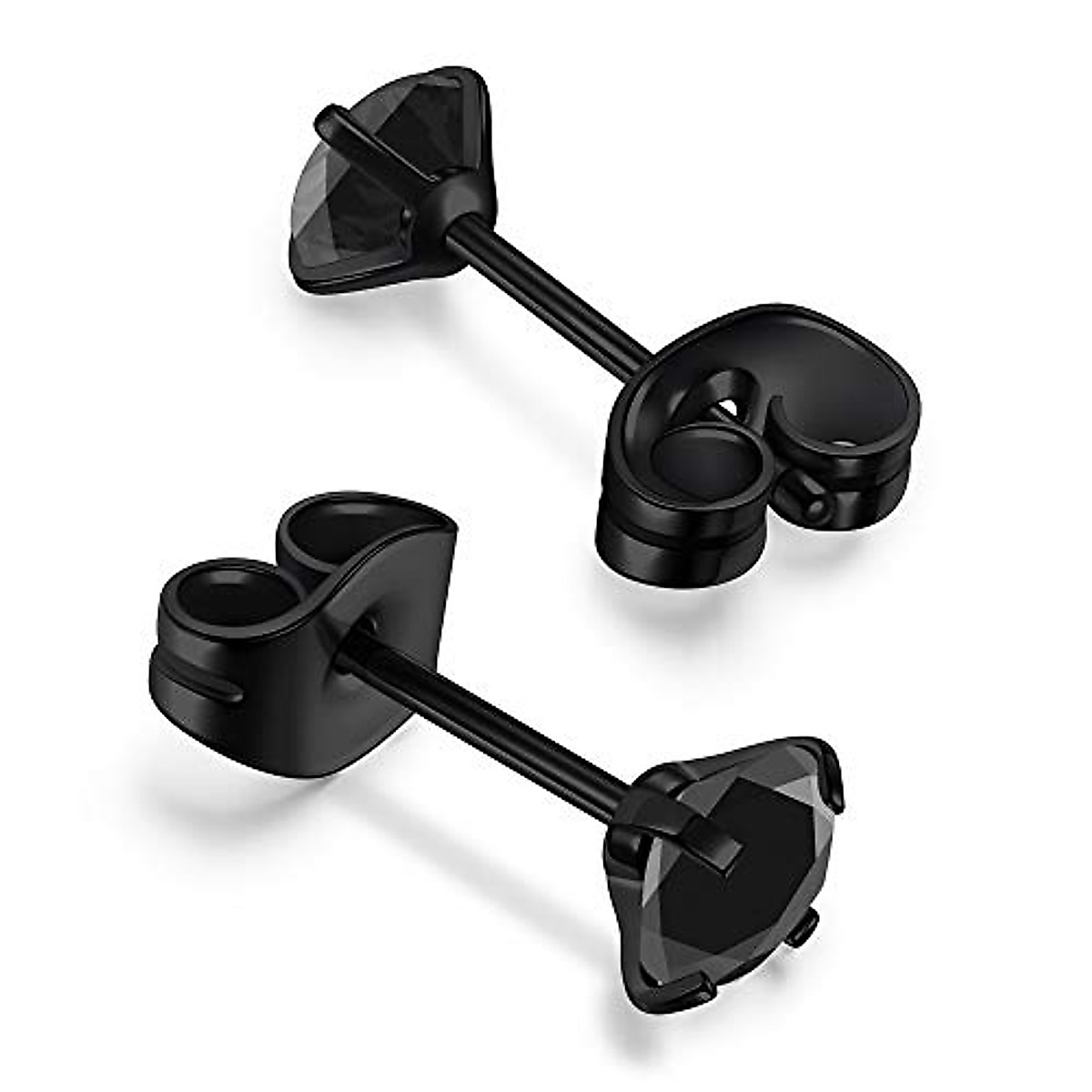 JOVIVI 20G Hypoallergenic Stainless Steel Cubic Zirconia Black Stud Earrings Set CZ Earrings for Men Women, 3MM/4MM/5MM/6MM/8MM,5 Paris