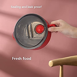 laoze Instant Noodle Bowl with Lid Soup Mug 304 stainless steel 1100 ML Anti Scalding Soup Bowls (Red)