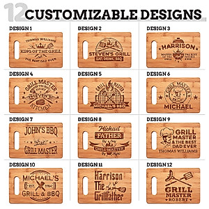 Gifts for Dad - Dad Grilling Gifts, Personalized Dad Cutting Board - Custom Gifts for Dad, Husband - Grill Master Series, 12 Designs - 6" x 9" - Dad Gifts from Wife, Daughter - Bamboo Handle
