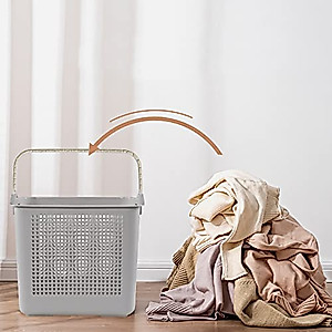 AnnkkyUS 35 L Plastic Laundry Baskets with Handle, Grey Laundry Hamper Set of 4
