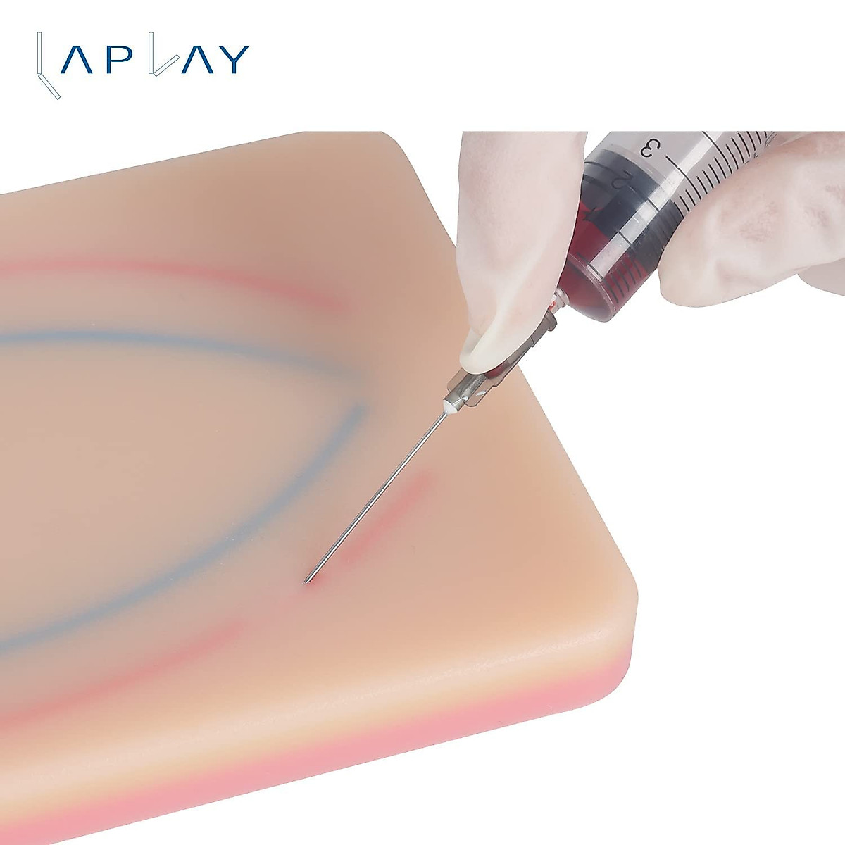 LAPLAY IV Injection Training Pad Model, 4 Veins Imbedded 3 Skin Layers, Reusable and Durable for Doctors, Nurses, Veterinarians Practice ​Injection